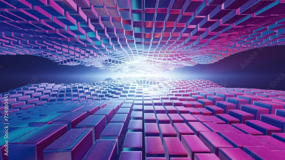 3D abstract sci-fi loop animation of a galaxy cube, combining cosmic ...