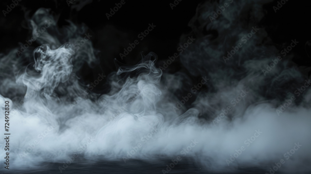 Smoke black ground fog cloud floor mist background steam dust dark ...