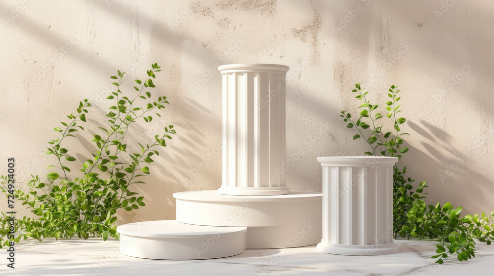 Background podium column 3d roman luxury greek white ancient display ...