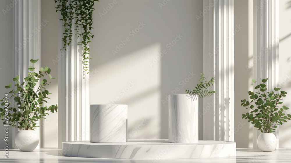 Background podium column 3d roman luxury greek white ancient display ...