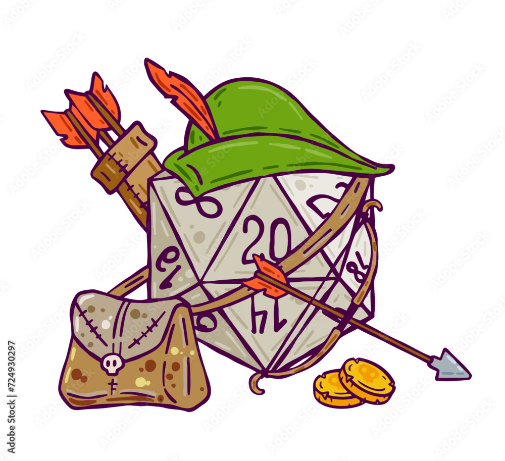 Dice d20 for playing Dnd. Dungeon and dragons board game. Cartoon ...