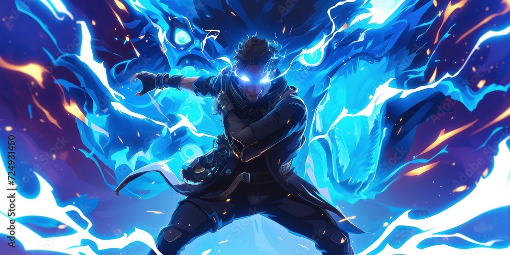 An Anime character charging up an anime special ability, radiating a ...