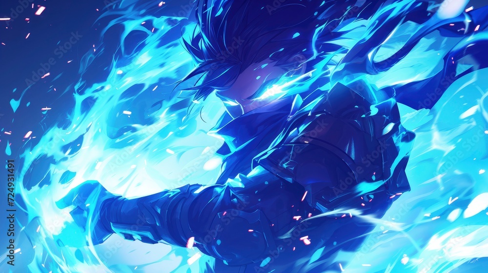 An Anime character charging up an anime special ability, radiating a ...