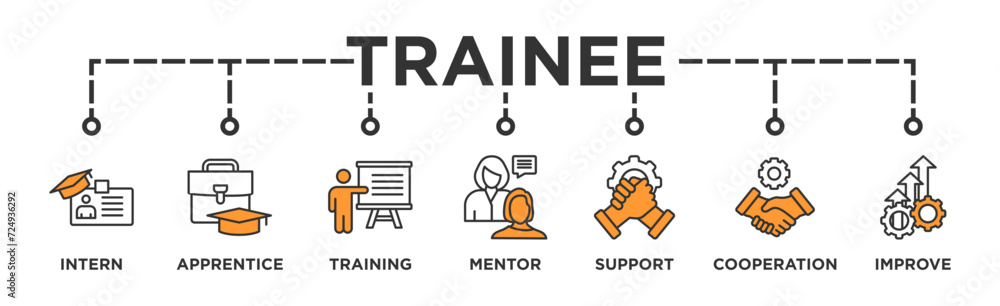 Trainee banner web icon vector illustration concept for internship ...