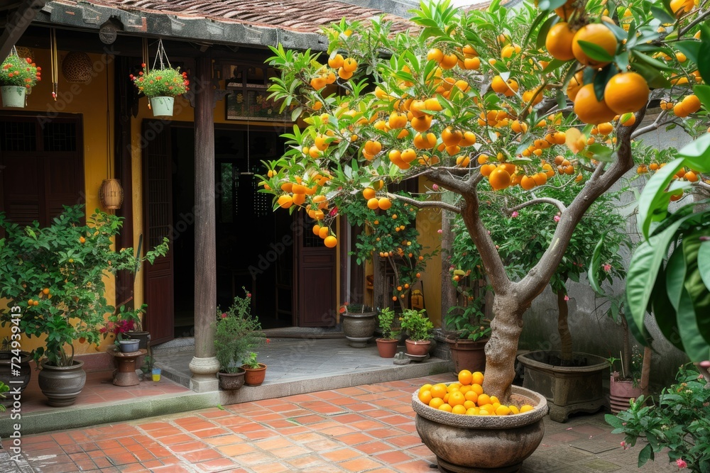 Traditional Vietnamese courtyard house. Tet Holiday, Vietnamese New ...