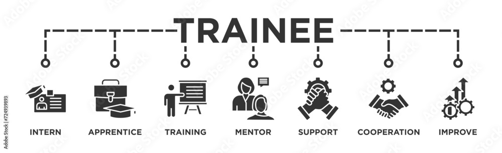 Trainee banner web icon vector illustration concept for internship ...