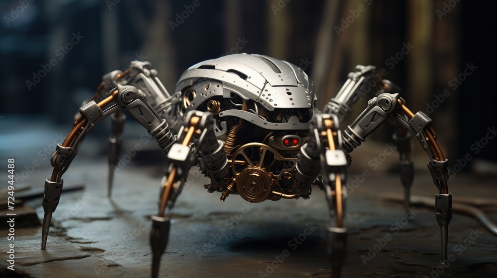 Mechanical spider robot with microscopic actuators and articulated legs ...