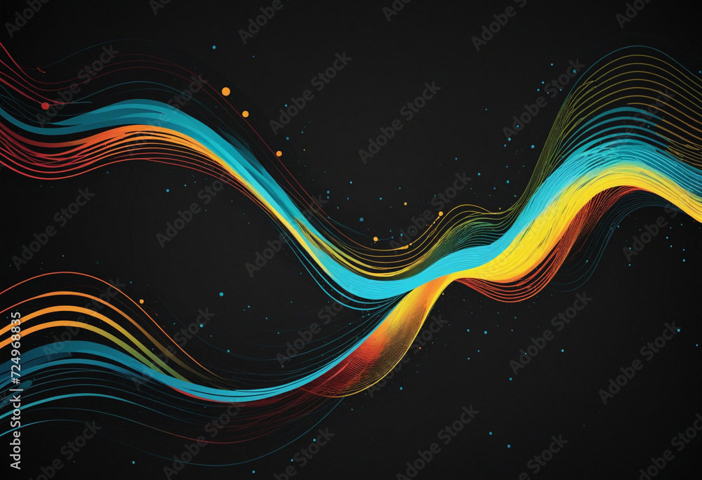 Sound wave equalizer design. Colorful dynamic sound wave on black ...