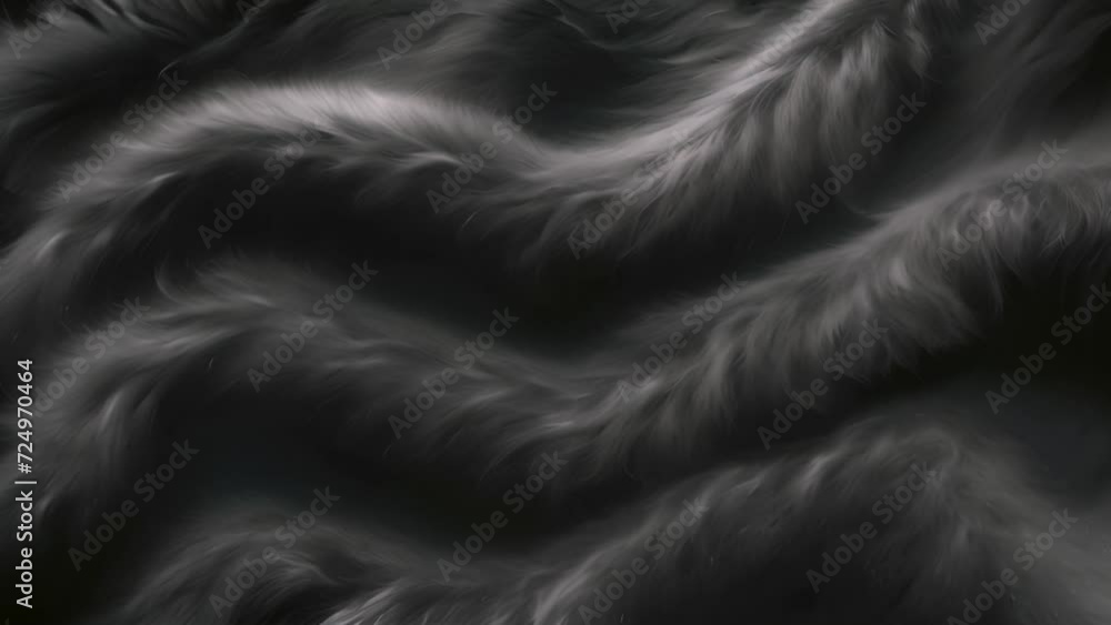 Vidéo Stock Black fur background texture moving 4k. Smooth soft black ...
