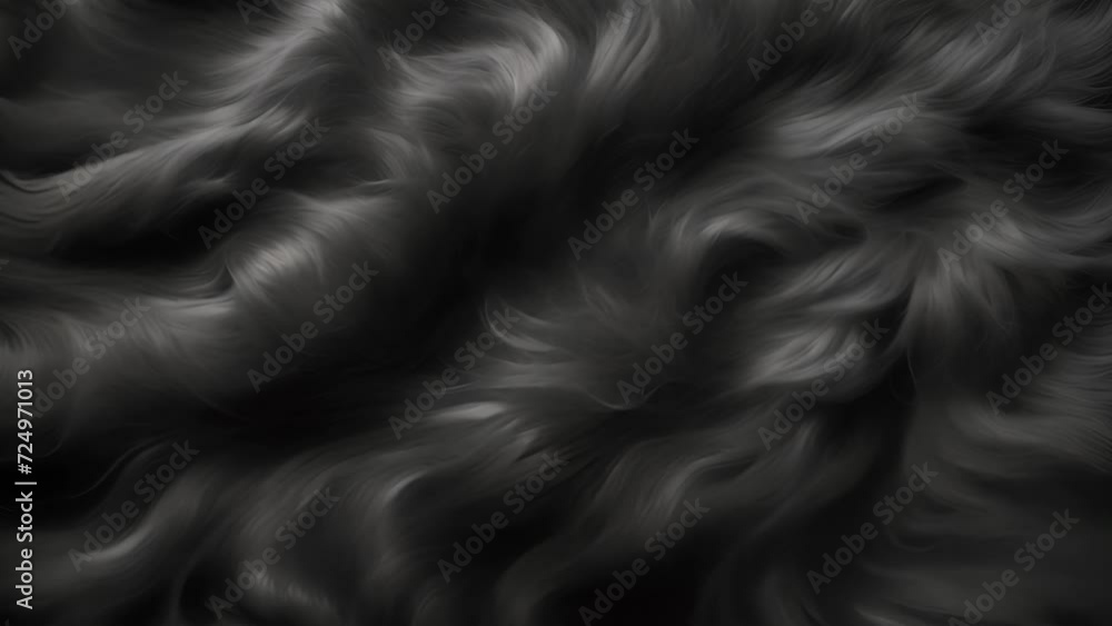Black fur background texture moving 4k. Smooth soft black color furry ...