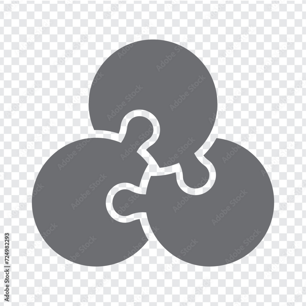 Simple icon puzzle in gray. Simple icon puzzle of the three elements on ...