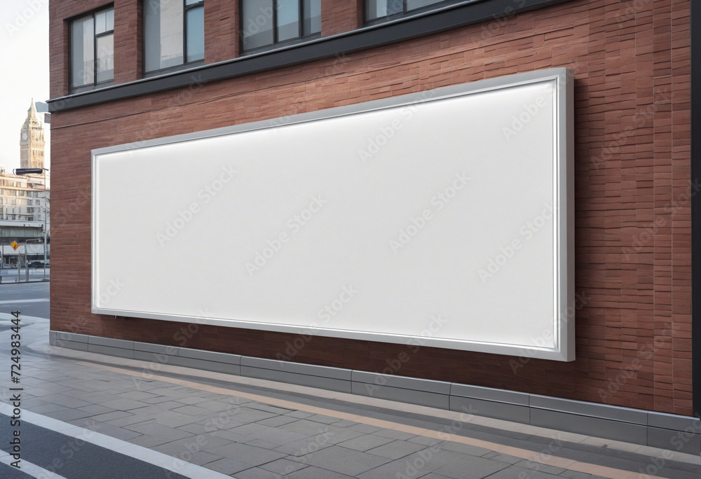 Urban digital billboard on white wall. Mockup for advertisement display ...