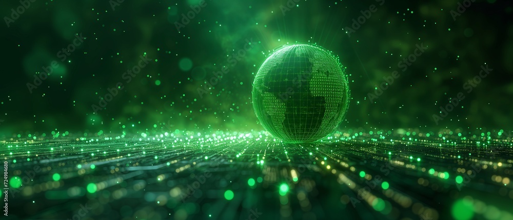 digital Earth holographic in green, composed of 1s and 0s Matrix movie ...