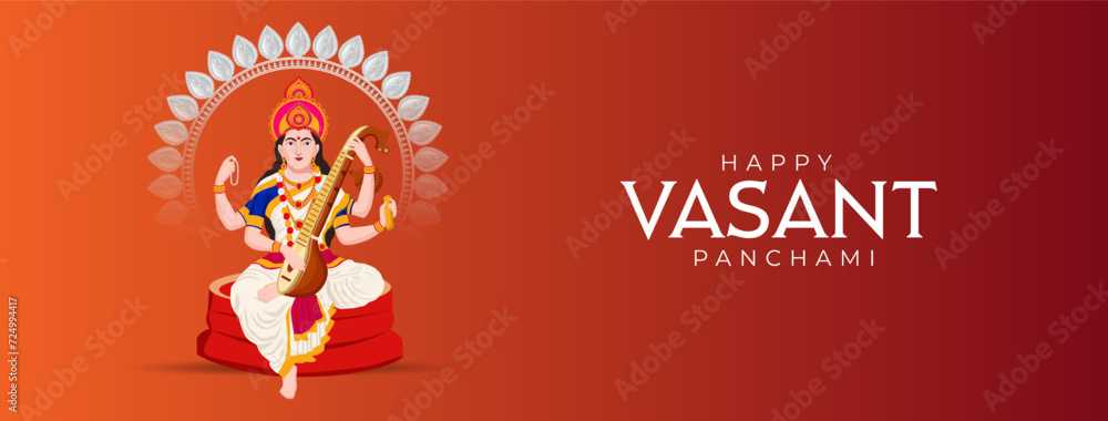 Vasant Panchami, Saraswati Puja, Basant Social Media Post Stock Vector ...
