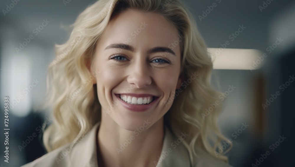 A radiant lady, with a bright smile and flawless skin, exudes ...