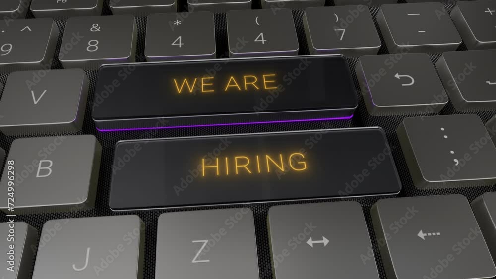 We are hiring new employee welcome message Pressing key buttons on 3D ...