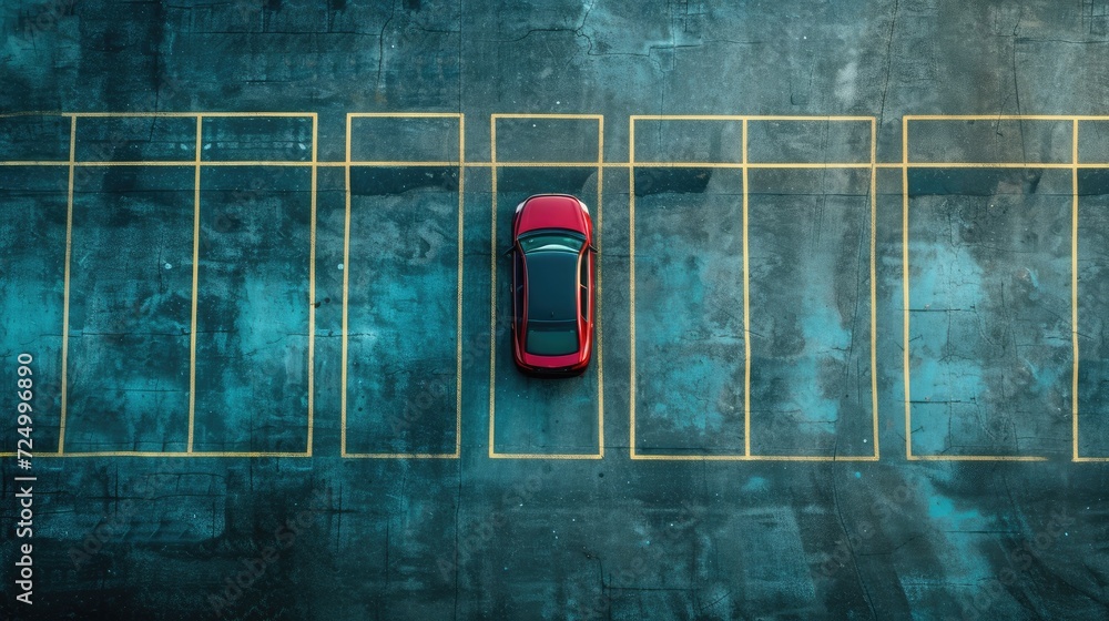 single car in a parking lot, symbolizing the dynamic nature of city ...