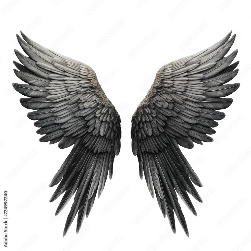 black wings isolated on transparent background. Black wing overlay for ...