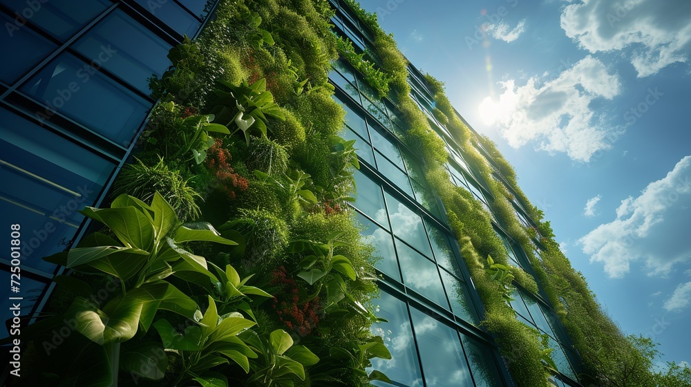 Sustainable green building. Eco-friendly building. Sustainable glass ...