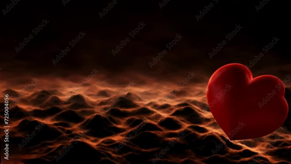 Vidéo Stock Banner background lonely red heart in the desert devastated ...