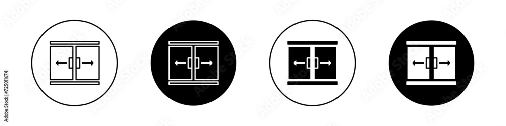 Sliding door icon set. Slide to open door arrow vector symbol in a ...
