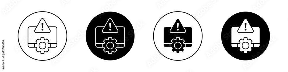 System error icon set.Technical failure warning vector symbol in a ...