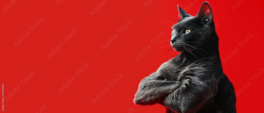 Portrait of Strong black cat body builder super muscles. bodybuilder ...