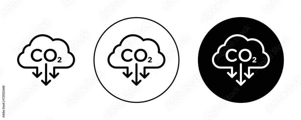 CO2 Emissions Vector Illustration Set. Low carbon dioxide emissions ...