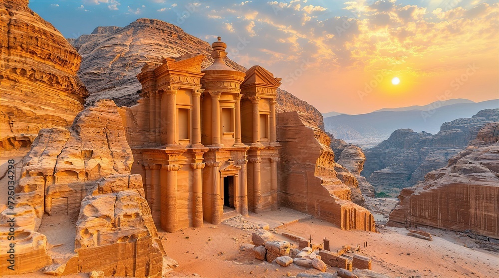 Beautiful ruins of ancient temples in Jordan, nabatienh architecture in ...