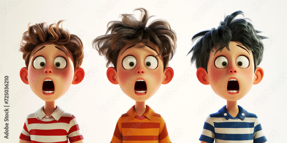 Surprised shocked scared tree cartoon characters boy kid child teen ...