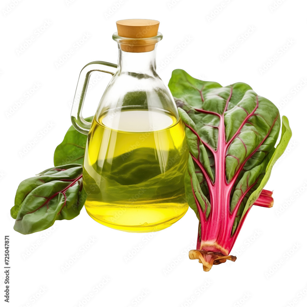 fresh raw organic swiss chard oil in glass bowl png isolated on white ...