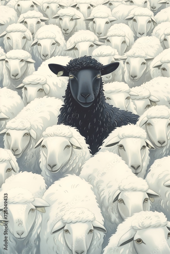 sheep standing large white ones wearing black sweater knows great ...