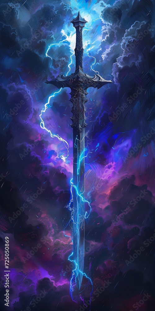 closeup sword lightning sky cool purple slate blue lighting diablo wold ...