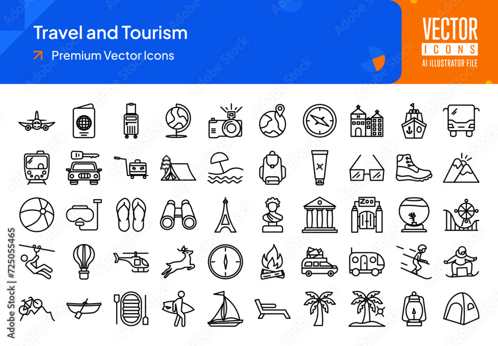 Set of travel icons. travel and tourism web icons in line style ...