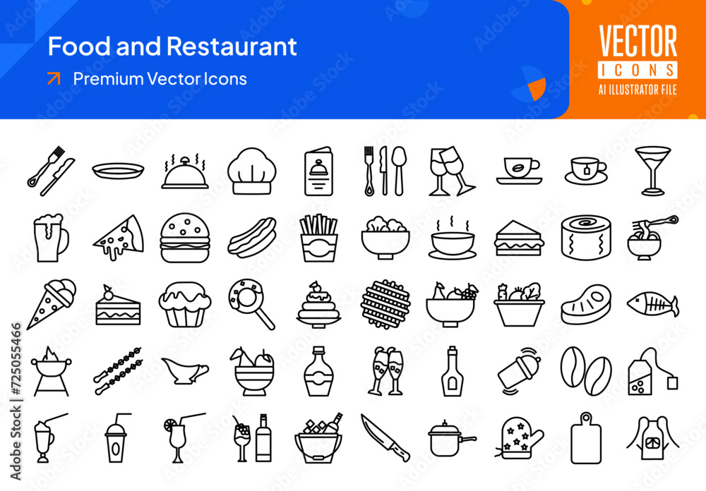 Set of food icons. food and restaurant web icons in line style. fork ... Set of food icons. food and restaurant web icons in line style. fork ...