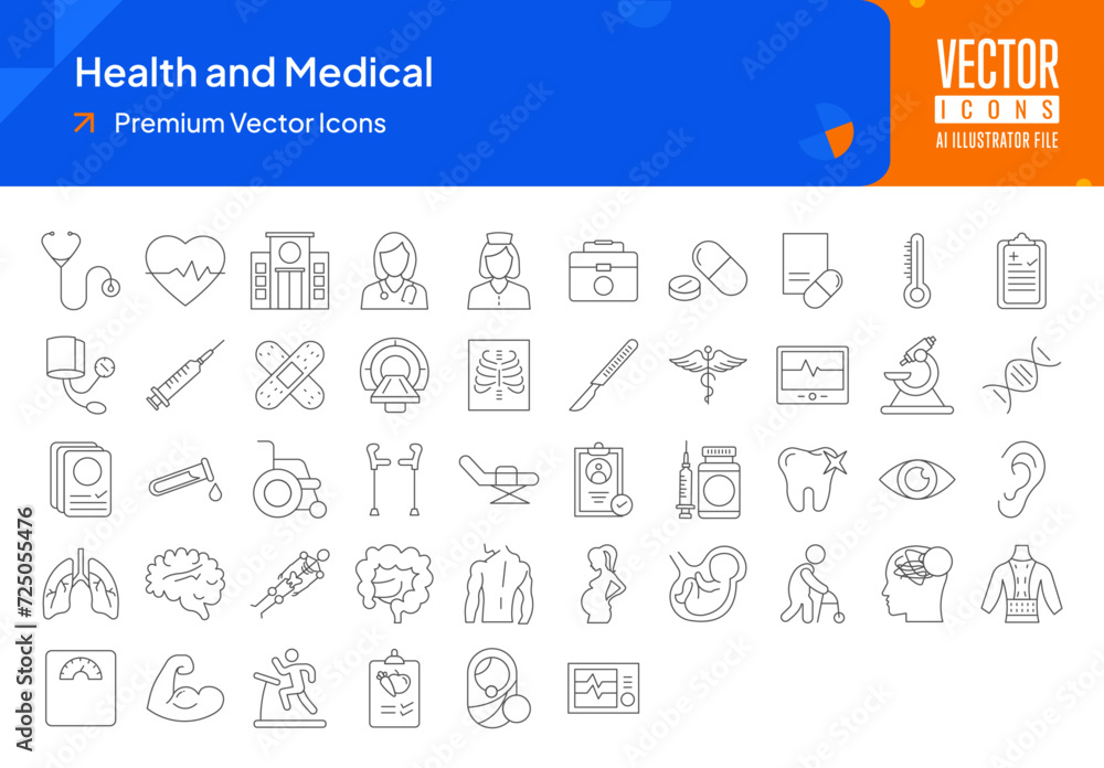 Set of medical icons. health and medical web icons in thinline style ...