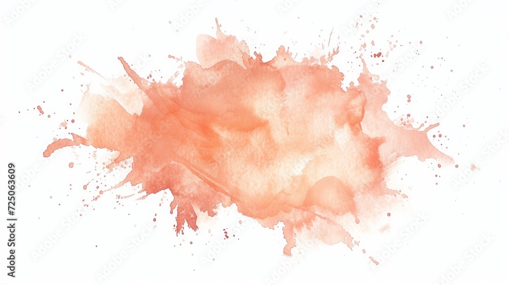 Peach watercolor splash on white background. Vector brown watercolor ...
