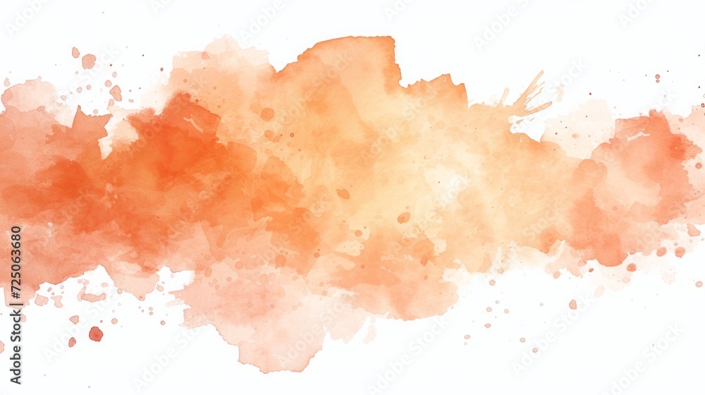 Peach watercolor splash on white background. Vector brown watercolor ...
