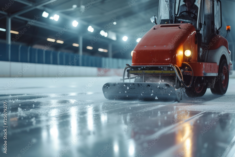 Ice resurfacer clean ice in skating rink Stock Illustration | Adobe Stock