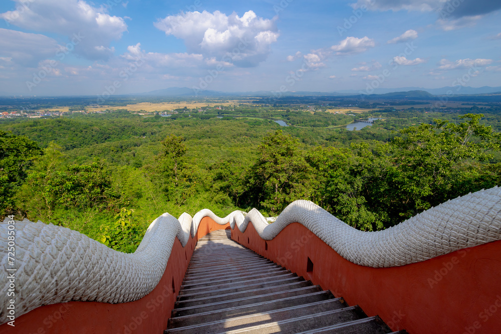 The ladder or stairs of Wat Phra That Doi Prachan (Buddhist temple ...