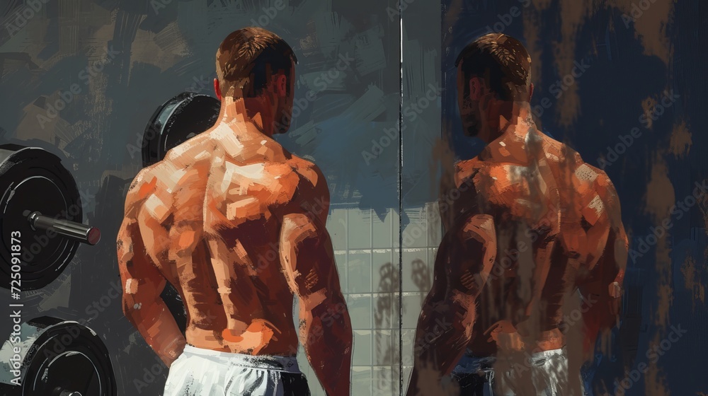 Cartoon background. the impressive physique that bodybuilders who train ...