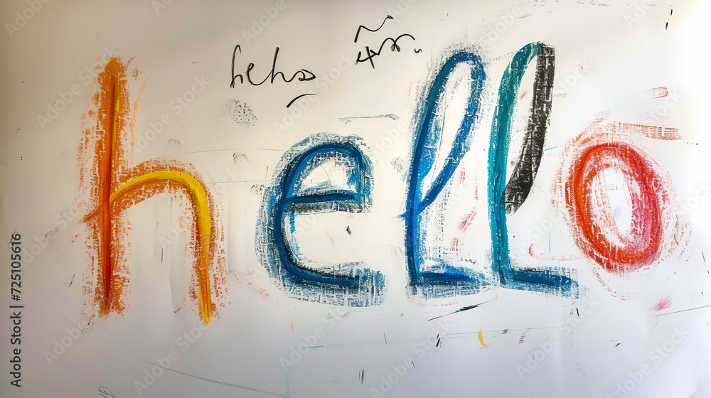 Greeting Concept - Word 'Hello' Written on Whiteboard Gen AI Stock ...