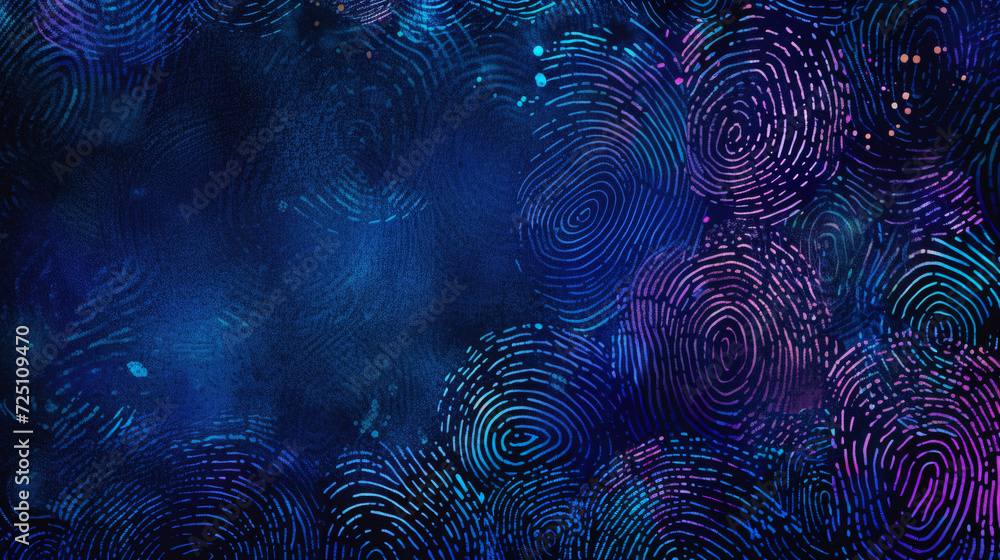 Abstract blue and purple swirls resembling digital fingerprint patterns ...