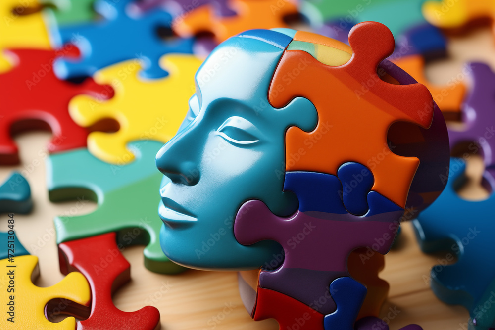 DEI, diversity equity and inclusion concept. Different faces puzzle ...