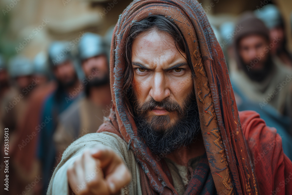 Betrayal of Judas, the treacherous apostle with a furrowed and angry ...