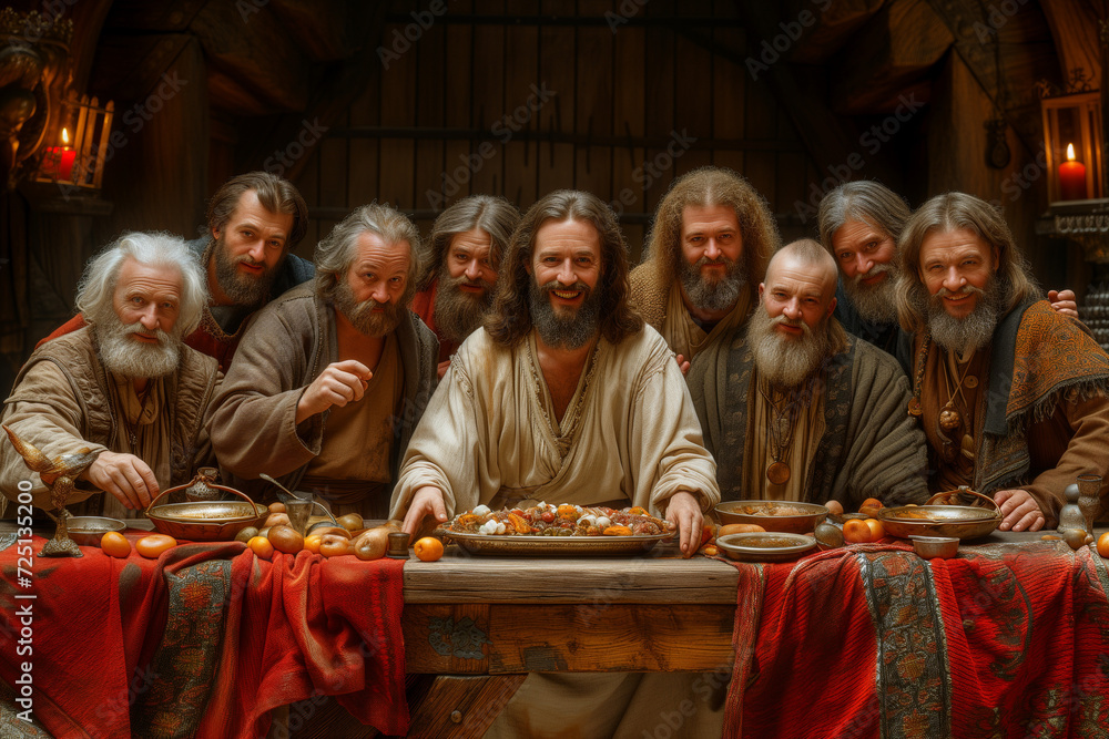 Last Supper of Jesus of Nazareth, biblical scene of the celebration ...