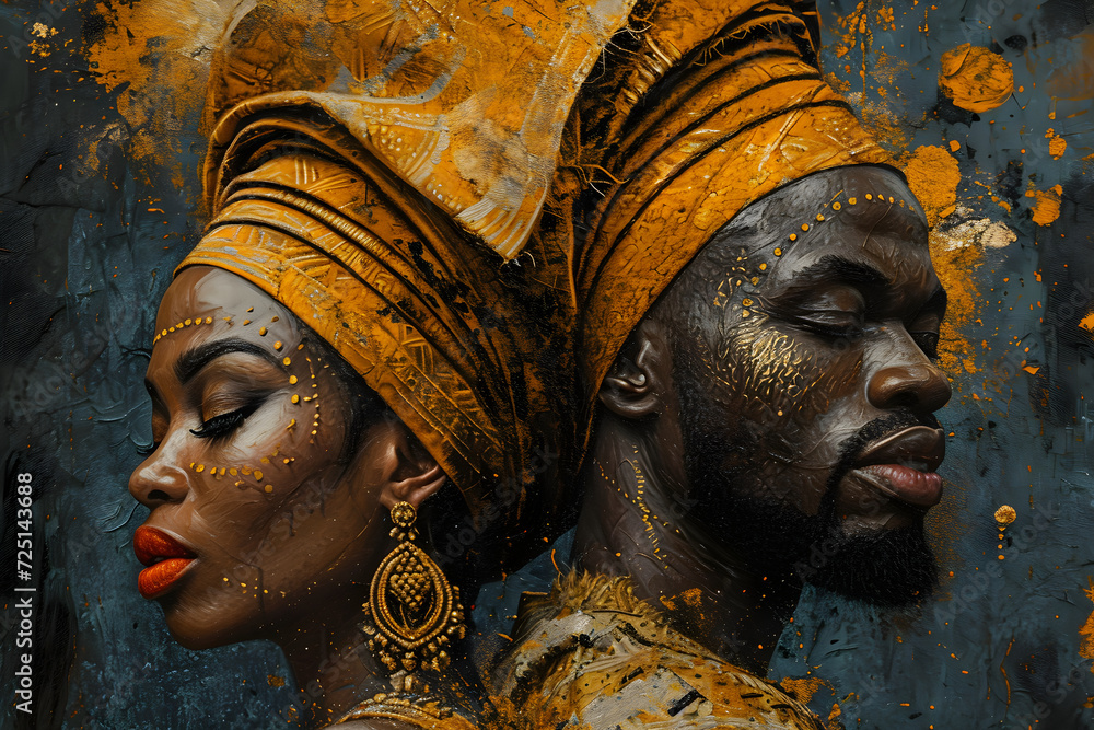 Group portrait of African American peoples. Historical style ...