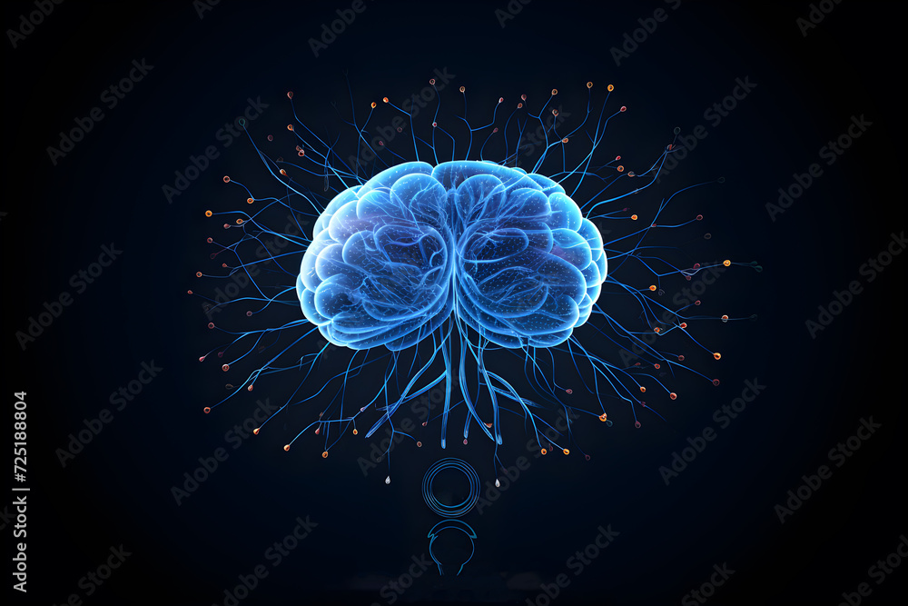 Human brain network. eco concept, wireframe mesh of brain, scan ...