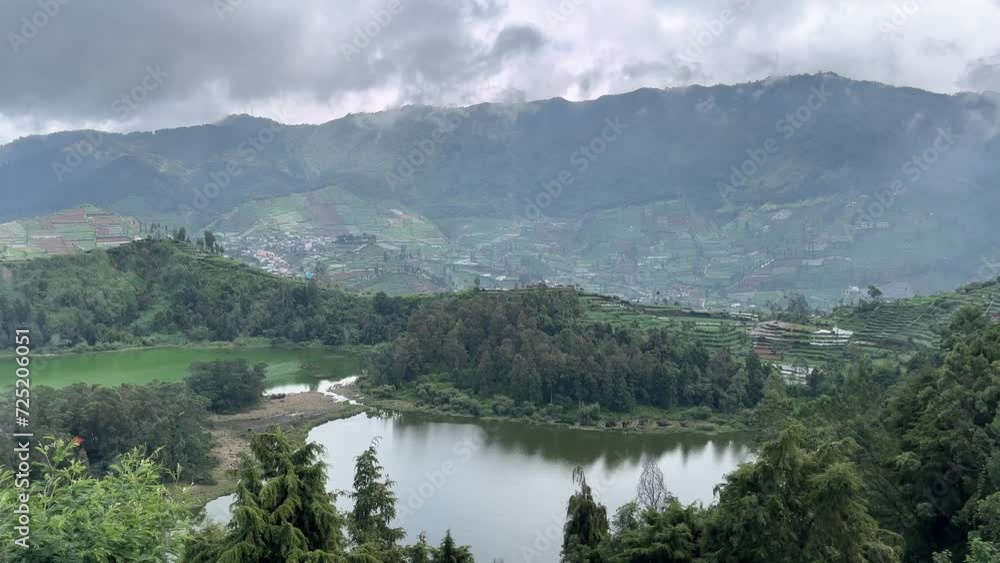 The view from the top of the cliff is Telaga Warna (Lake Colour ...