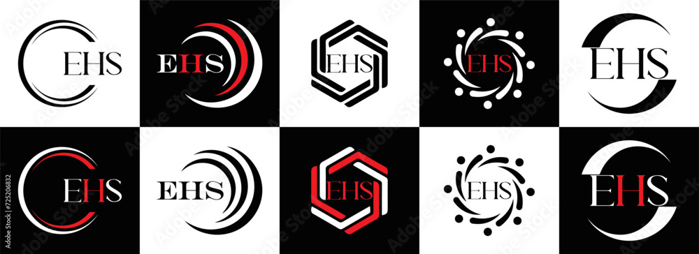 EHS logo. E H S design. EHS letter. EHS, E H S letter logo SET design. Initial letter EHS linked ...